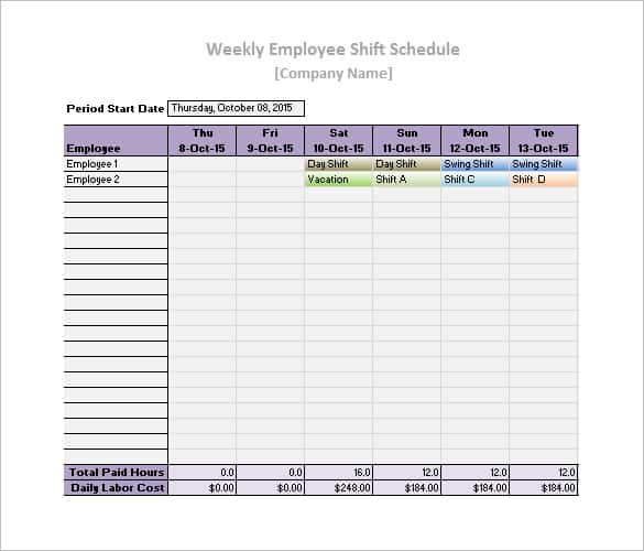 11+ Free Daily Work Schedule Templates - Word Excel
